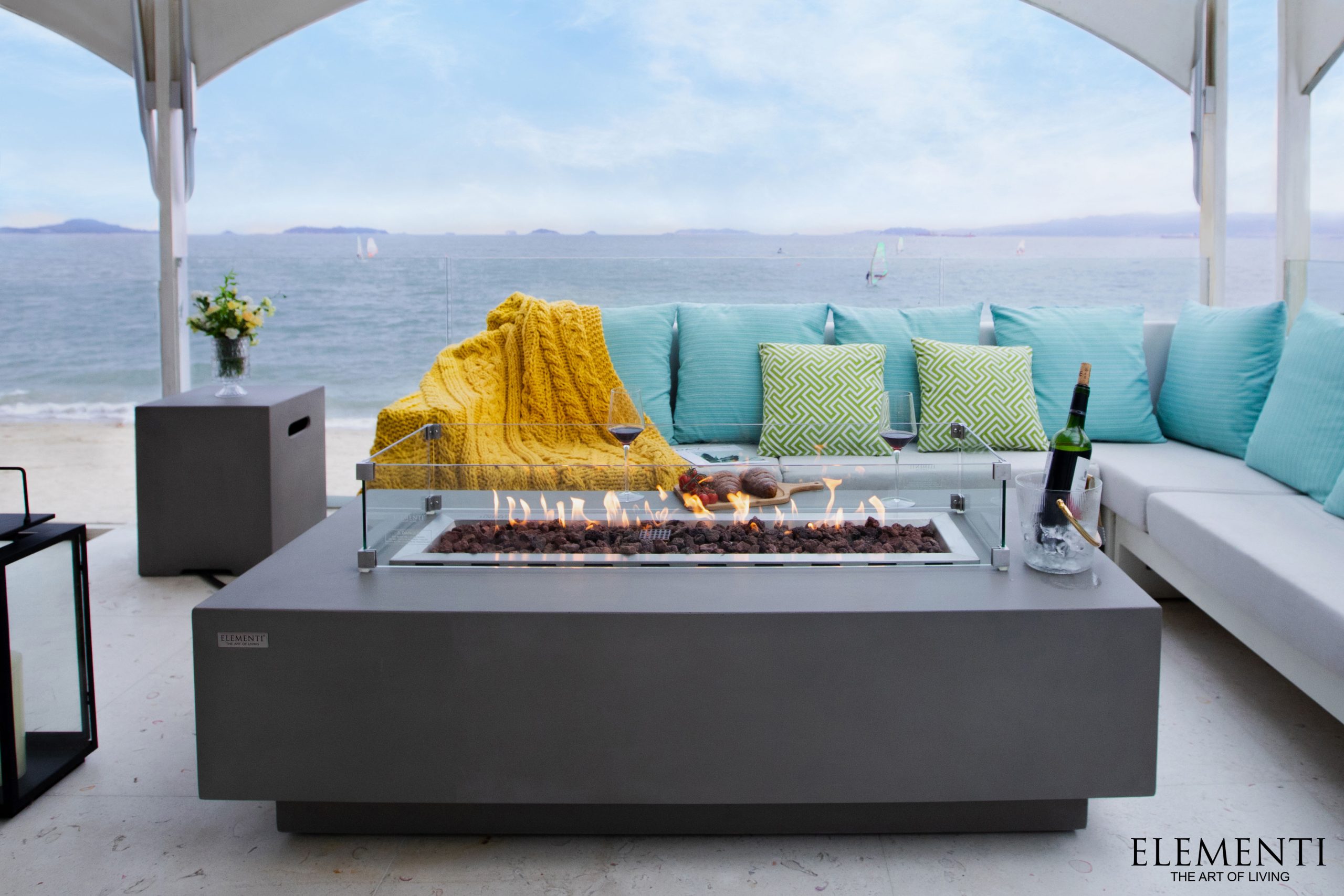 Elementi - Granville 60” Concrete Fire Table – Light Gray - BBQ Grills ...