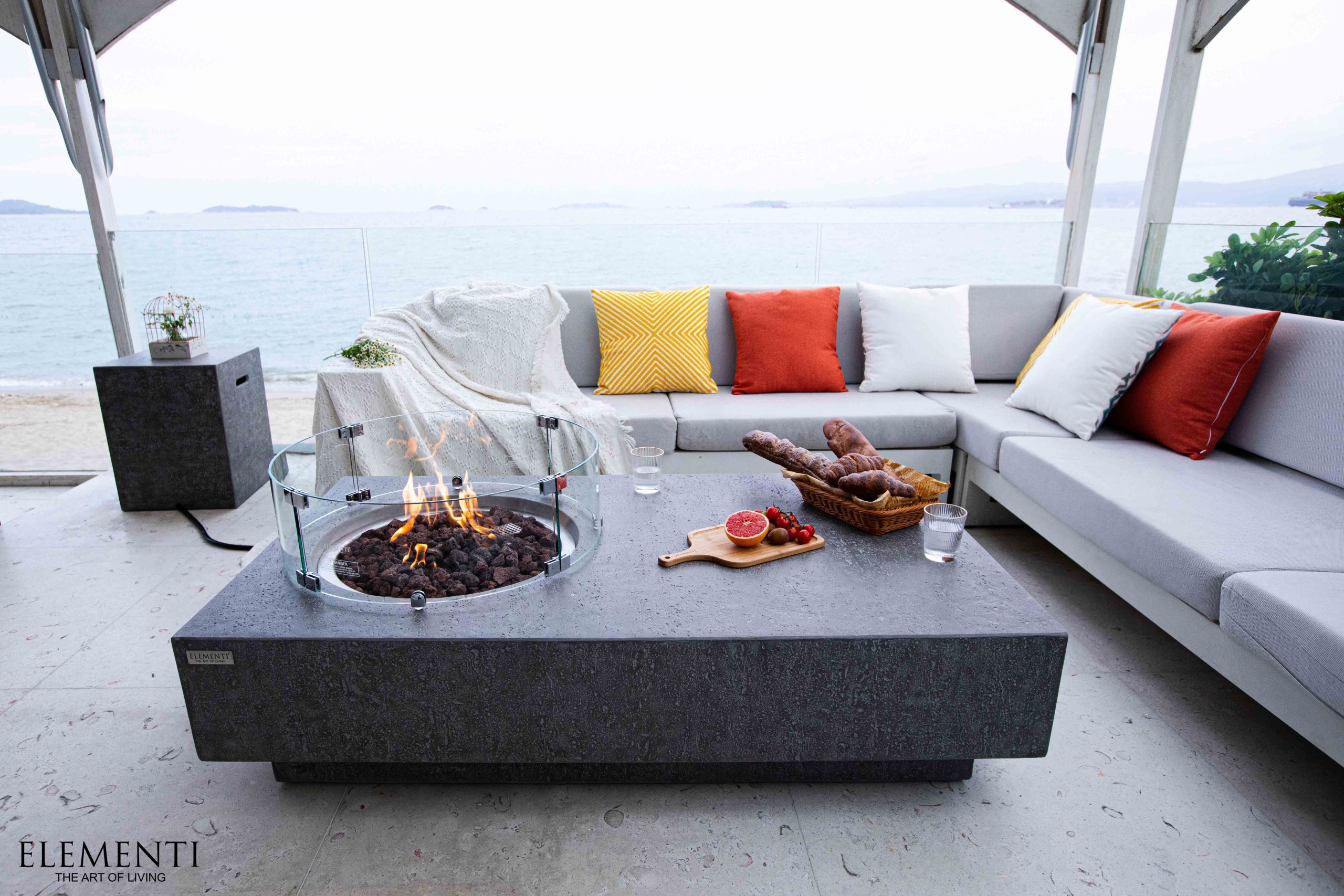 Elementi - Metropolis 56” Concrete Fire Table – Light Gray - BBQ Grills ...