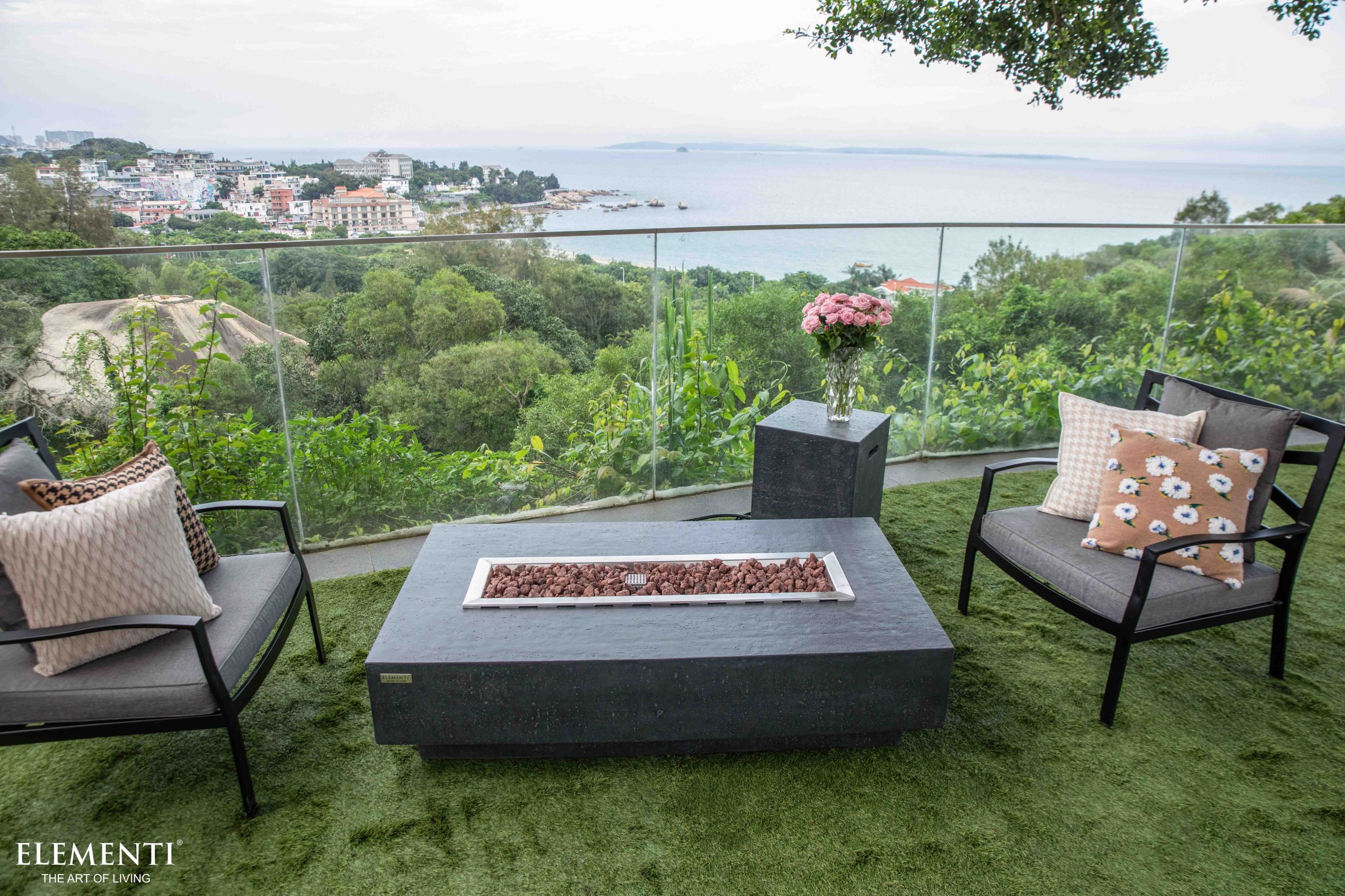 Elementi - Hampton 56” Concrete Fire Table – Dark Grey - BBQ Grills ...