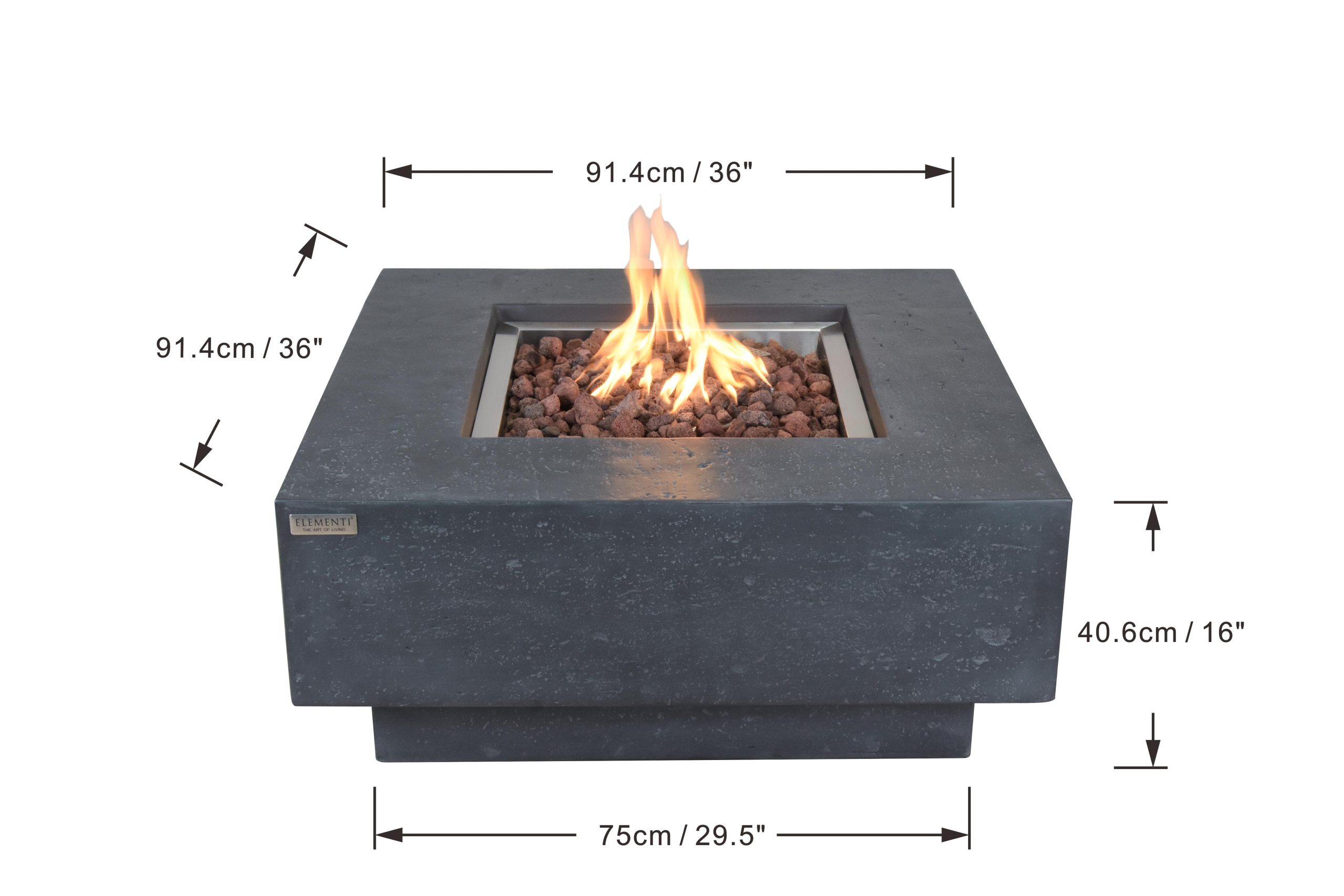 Elementi - Manhattan 36” Concrete Fire Table – Dark Gray - BBQ Grills ...